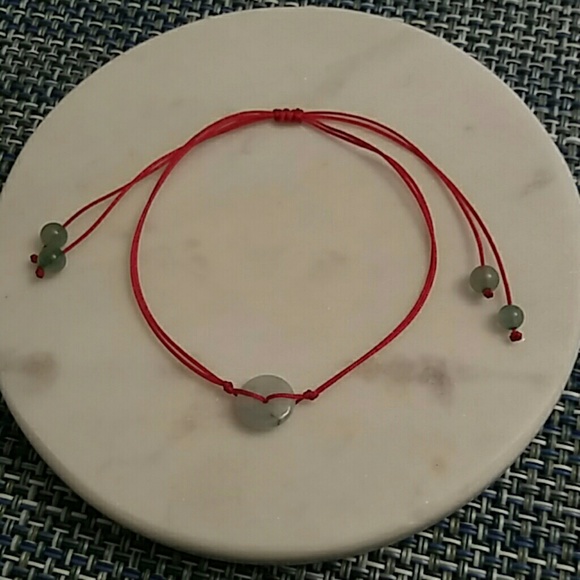 Handmade | Jewelry | Natural Jadeite Jade Donut Red String Bracelet ...